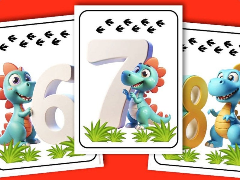 Printable Dinosaur Numbers Matching Game puzzle Educational Home School ...