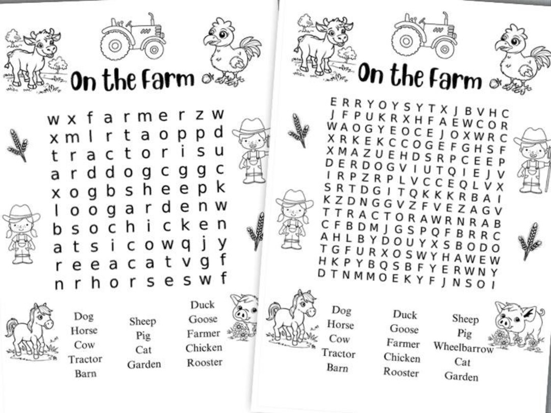 Printable Farm Animals Colouring in Word Search / Find a Word ...