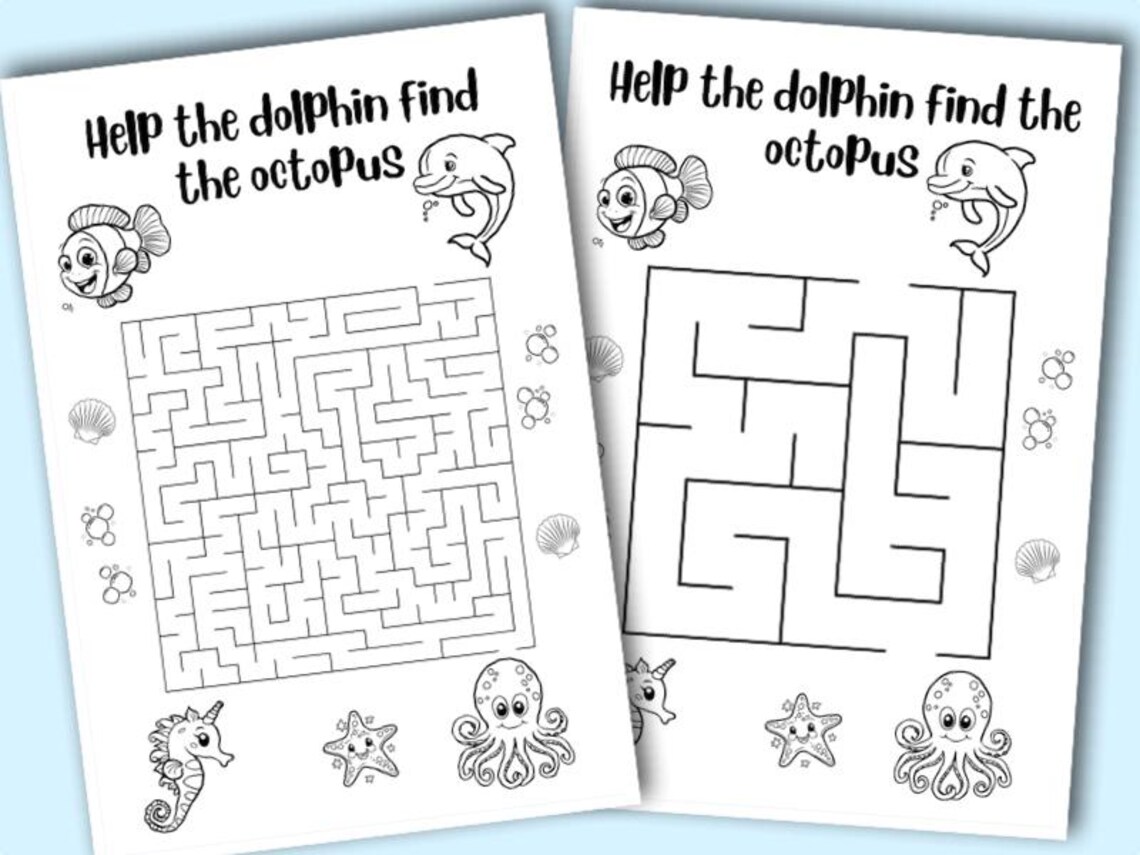 Printable Ocean Animal Mazes Colouring in Activity Sheets Educational ...