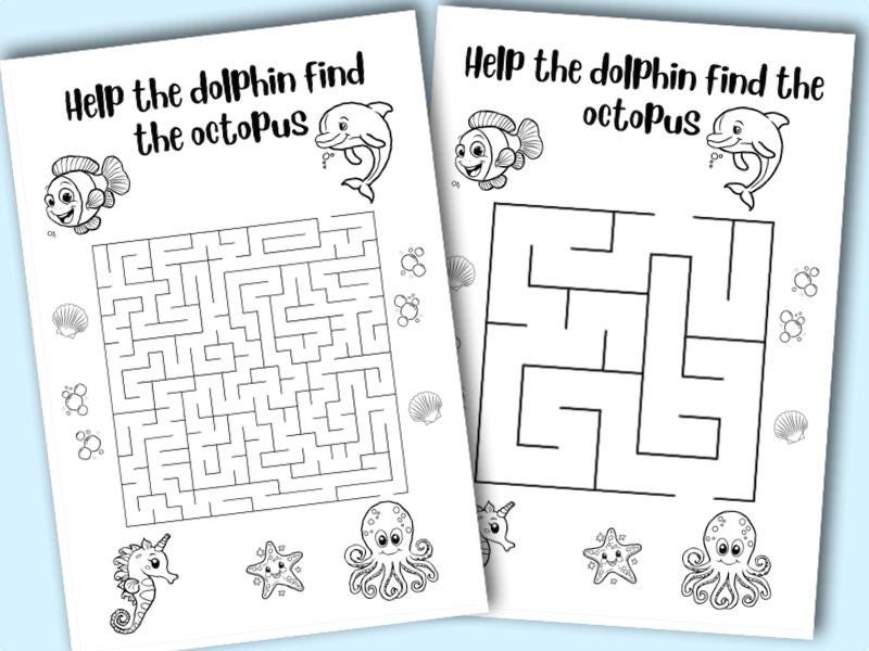 Printable Ocean Animal Mazes Colouring in Activity Sheets Educational ...