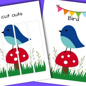 Printable Woodland Activity Sheet Bird / Mushroom Puzzle Educational ...