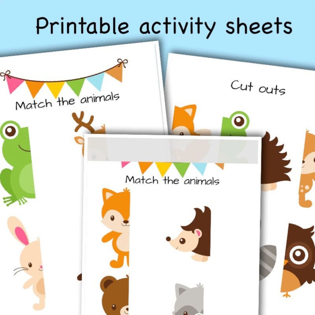 Printable Woodland Animal Activity Sheets - Matching Puzzle Educational ...