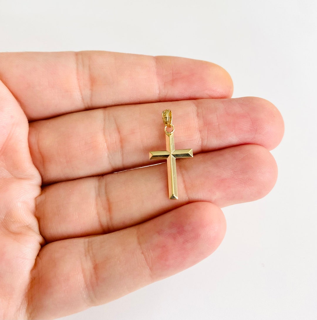 10K Solid Gold Cross 24mm X 12mm Pendant, 10k Gold Cross, Cross Charm ...