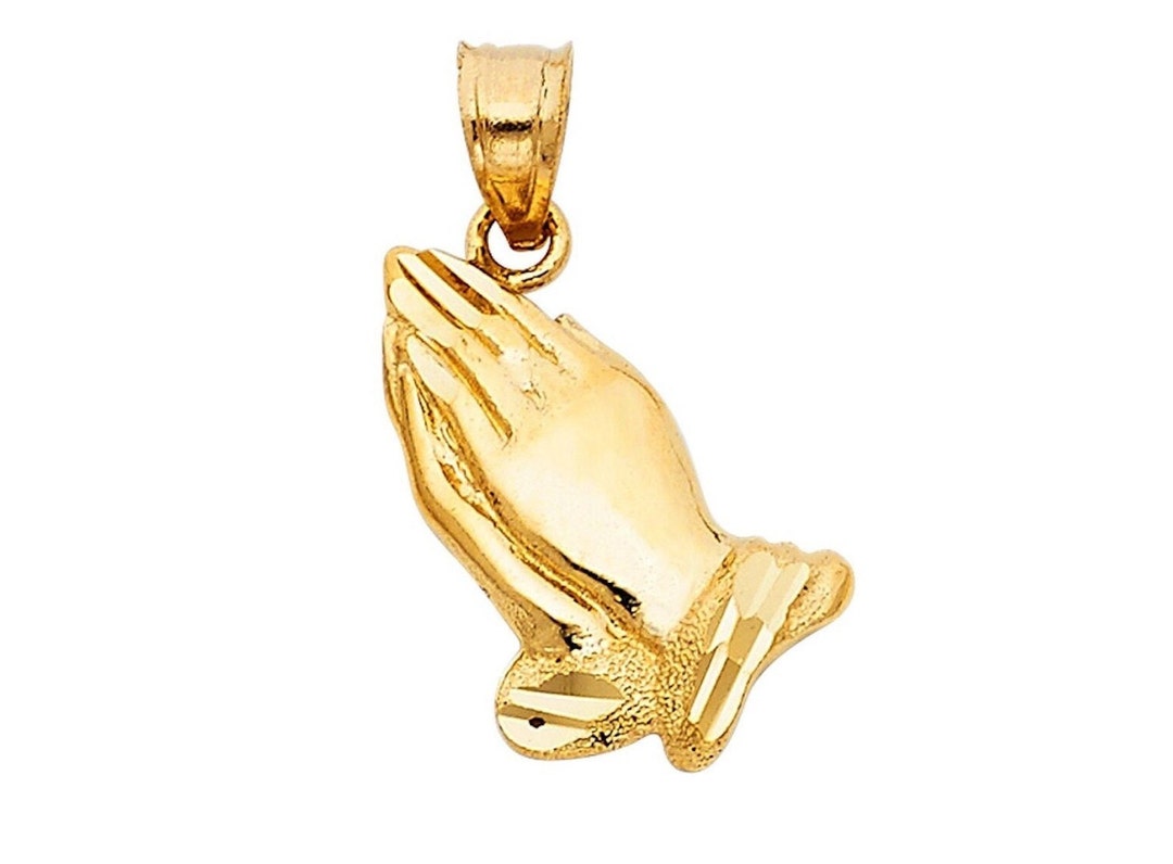 14K Solid Gold Praying Hand 25mm/1 Hand Pendant, Baptism, Communion ...