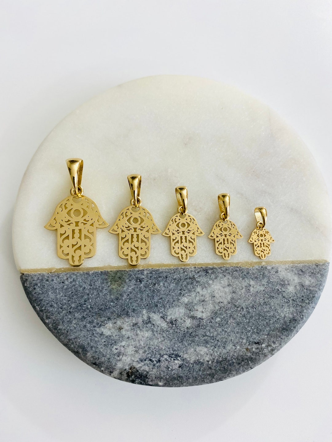 14K Solid Gold Hamsa Pendant, 14K Solid Gold Filigree Hamsa, Kabbalah ...