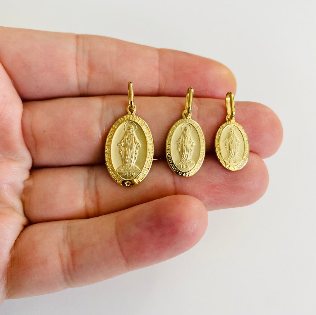14k Solid Gold Miraculous Pendant 14k Miraculous Medal Solid - Etsy ...