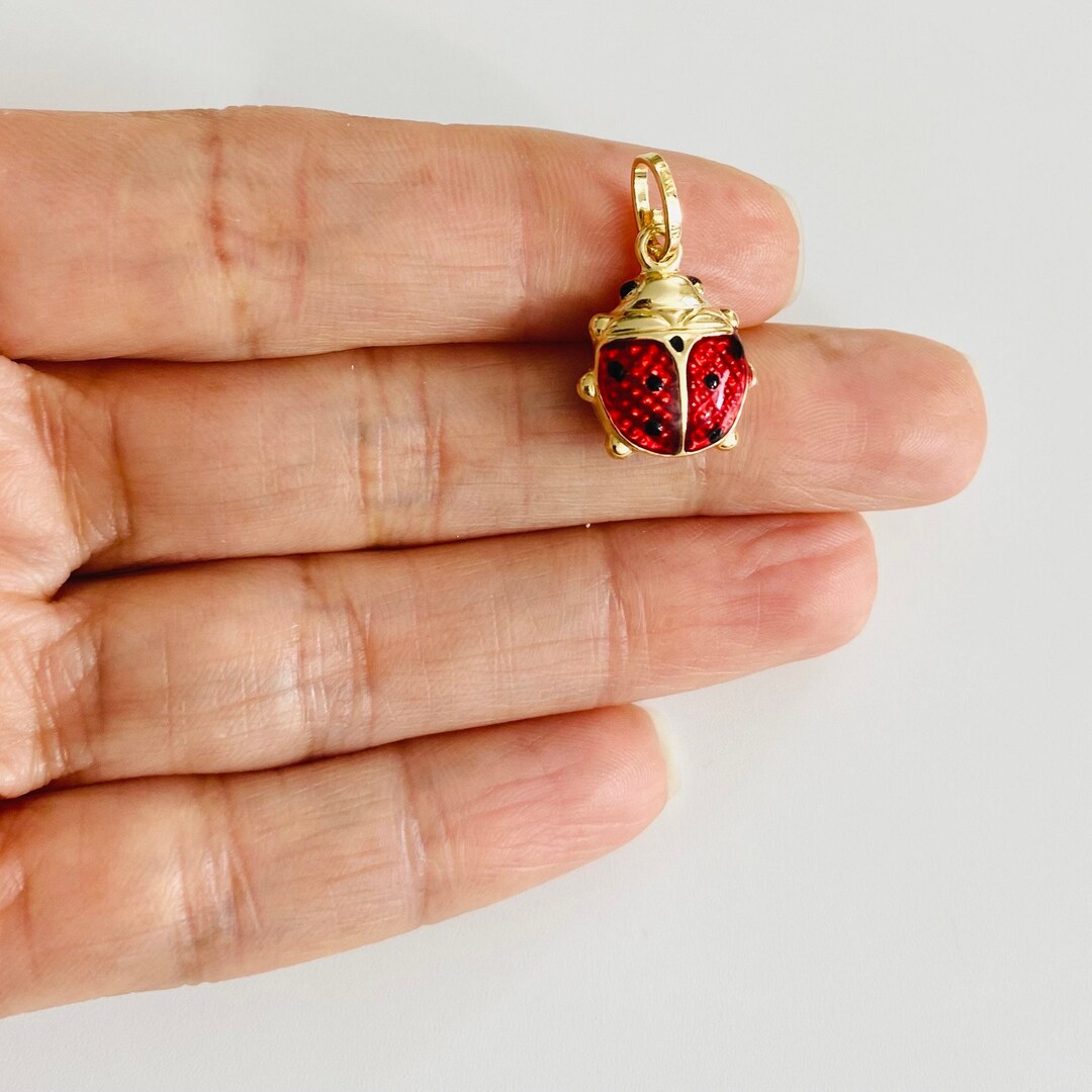 14K Solid Gold 21mm Ladybug, 3D Charm Pendant, 14K Solid Gold Pendant ...
