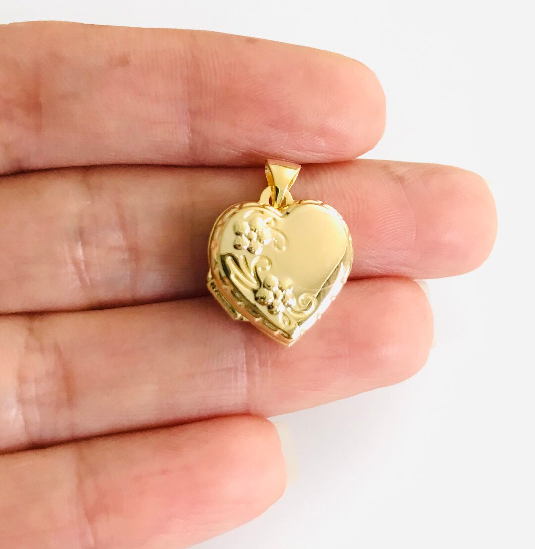 10K Solid Gold Heart Locket 20mm Pendant 10k Gold Heart - Etsy