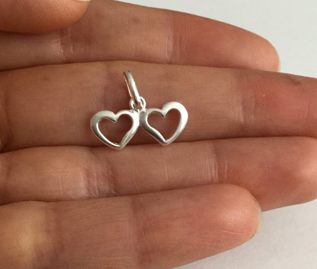925 Sterling Silver Double Heart Pendant 925 Silver Silver - Etsy