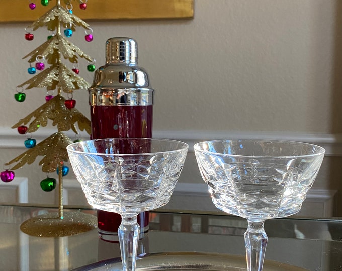 Vintage 1970s Cut Crystal Coupe Glasses Set Of 2 Ideal For Champagne Or Cocktails Etsy