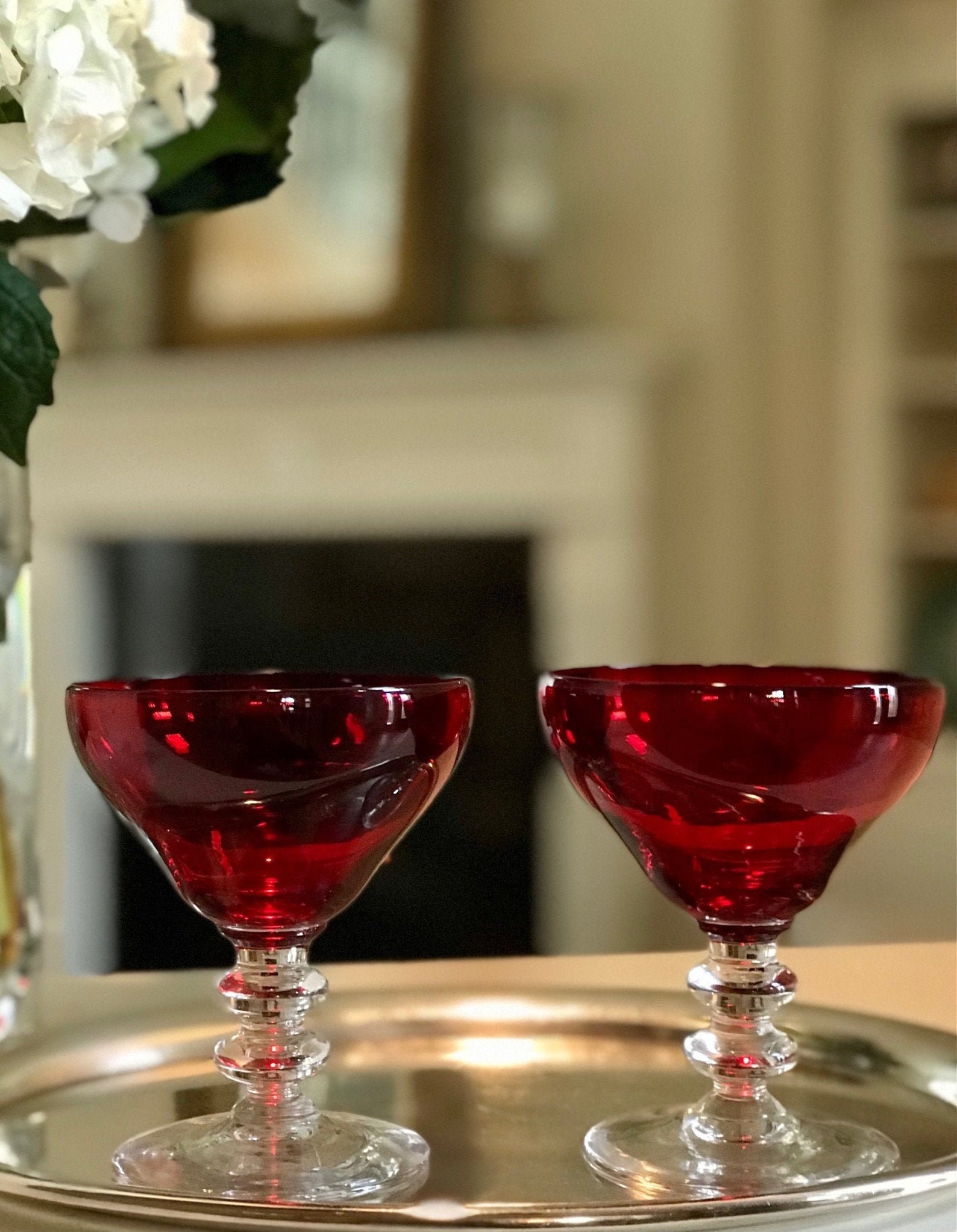 Vintage Ruby Red Coupe/cocktail Glasses Hand-blown Set of 2 - Etsy