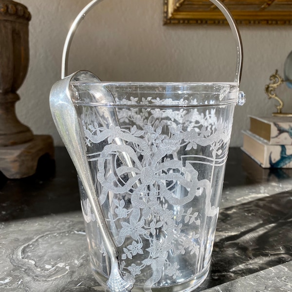 Ice Glass Bucket Clear Etched - Etsy