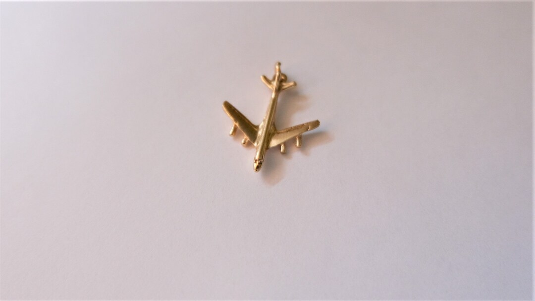 Airplane 10k Yellow Gold Charm - Etsy