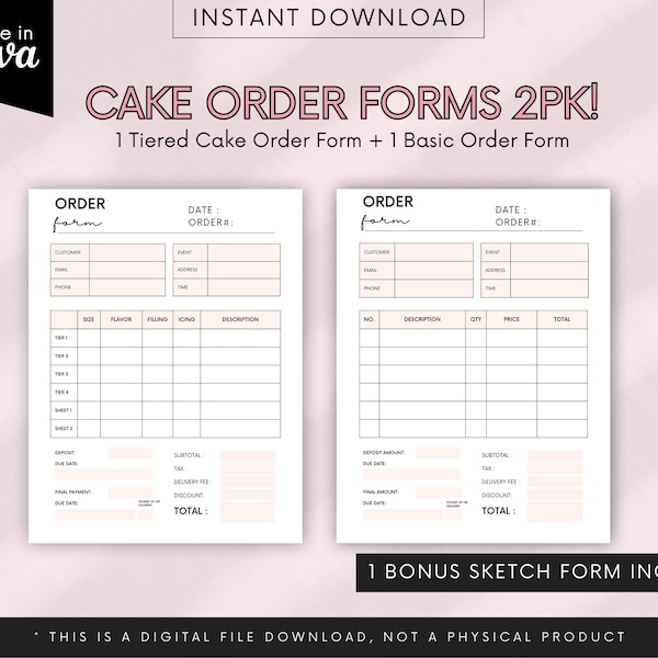 Printable Basic Bakery Order Form - Etsy