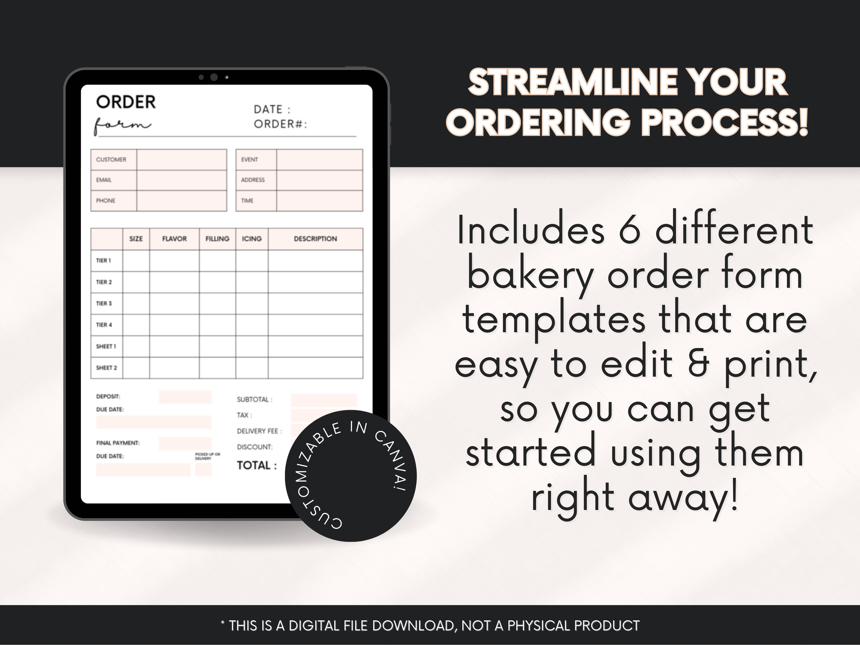 Bakery Order Form Templates: 6-page Business Bundle (canva, Digital ...