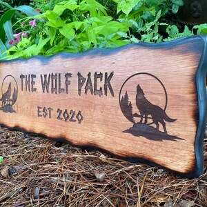 Wolf Western Wood Sign, Personalized Outdoor Wood Art, Cabin Welcome ...