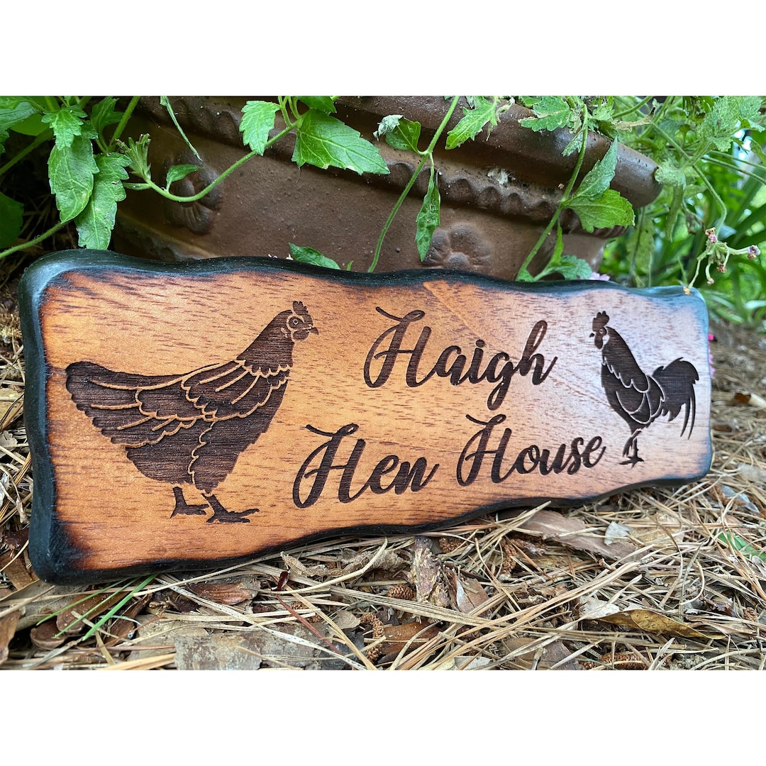 Personalized Chicken Farm Sign Decor, Large Outdoor Wood Chicken Coop ...