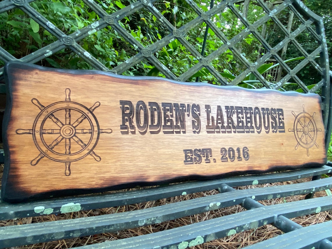 Outdoor Nautical Ship Wood Signpersonalized Rustic Lake House - Etsy