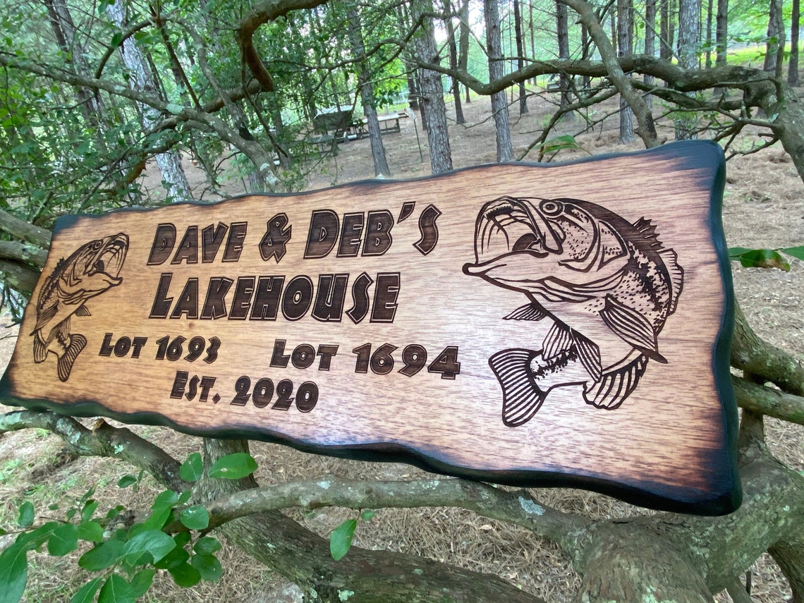 Outdoor Lake House Fishing Sign Personalized Wood Decor - Etsy