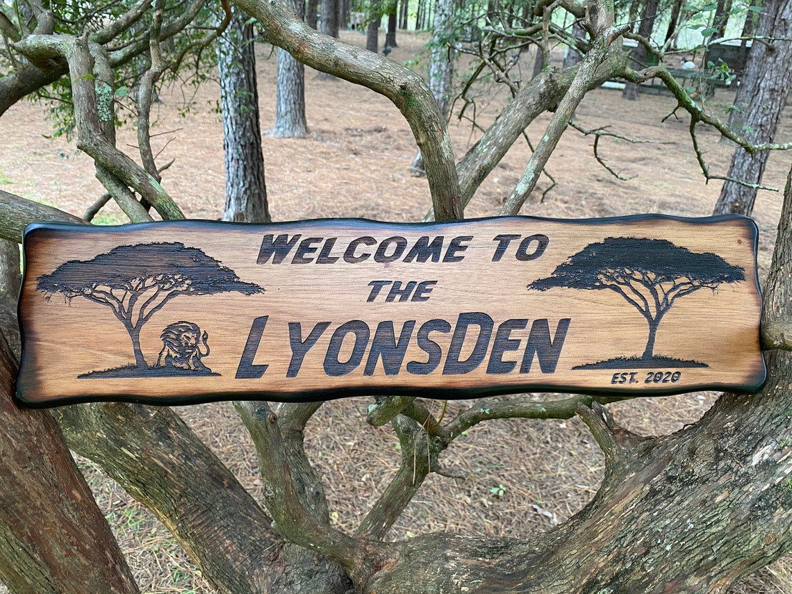 Custom Wood Lion Sign Personalized Outdoor Wood Sign Rustic | Etsy