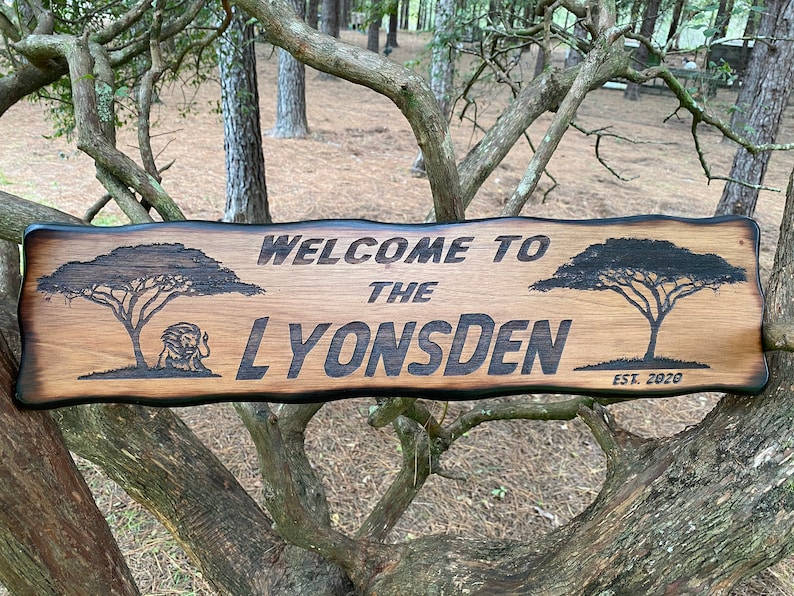 Custom Wood Lion Sign Personalized Outdoor Wood Sign Rustic - Etsy