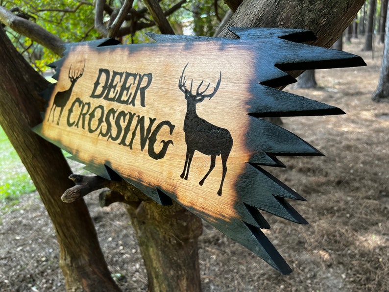 Personalized Deer Cabin Sign, Rustic Engraved Cedar Wood Decoration - Etsy