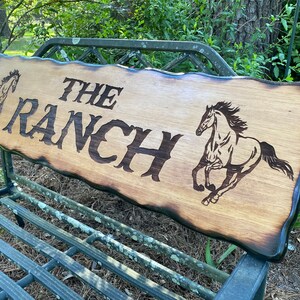 Western Ranch House Wood Sign - Custom Handmade Outdoor Welcome - Horse ...