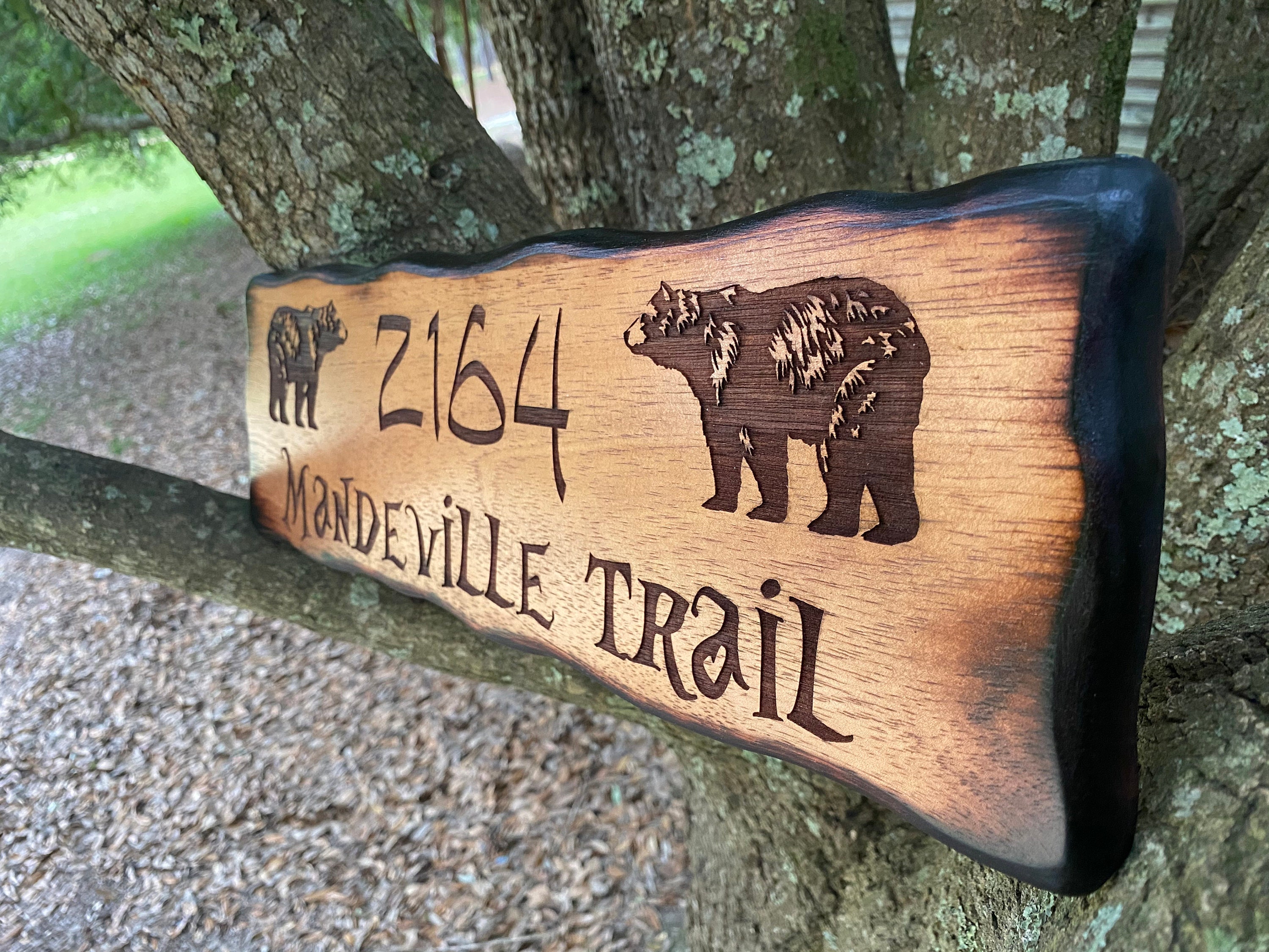 Personalized Bear Wood Outdoor Sign Driveway Address Sign - Etsy