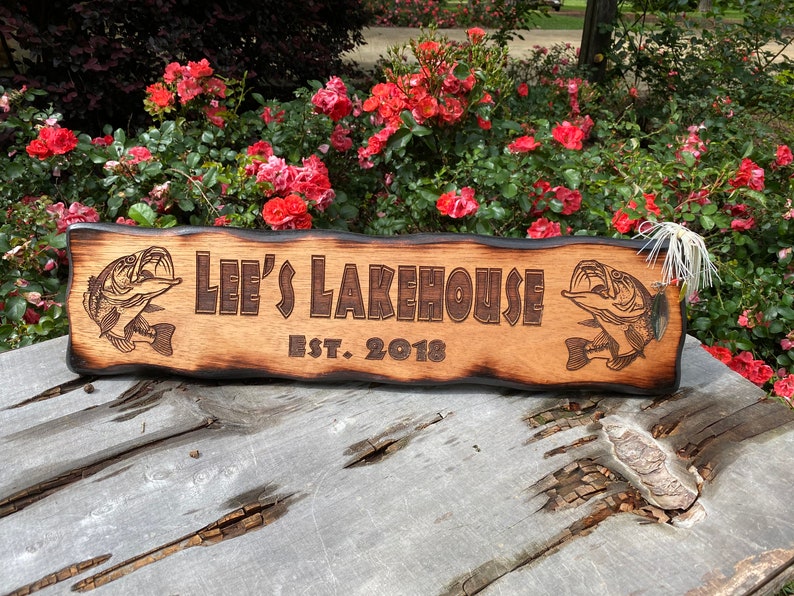 Oversized Lake House Wall Decor, Large Fish Wood Sign, Custom Carved ...