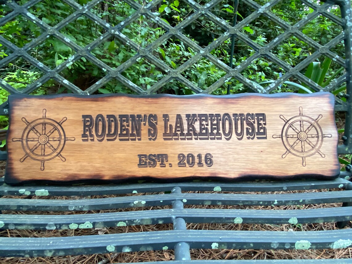 Outdoor Nautical Ship Wood Signpersonalized Rustic Lake House - Etsy