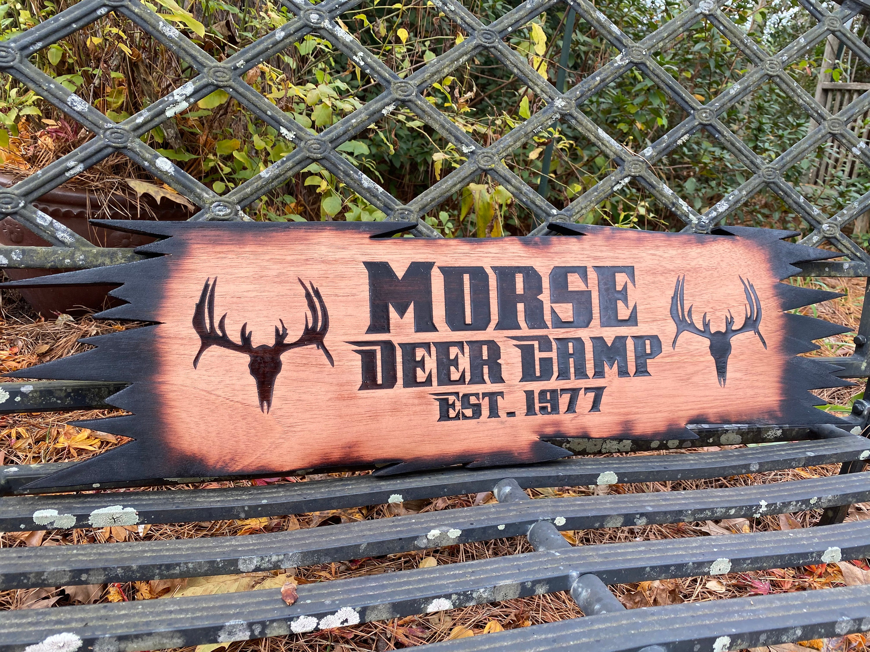 Personalized Wood Western Address Sign Custom Deer Antler - Etsy