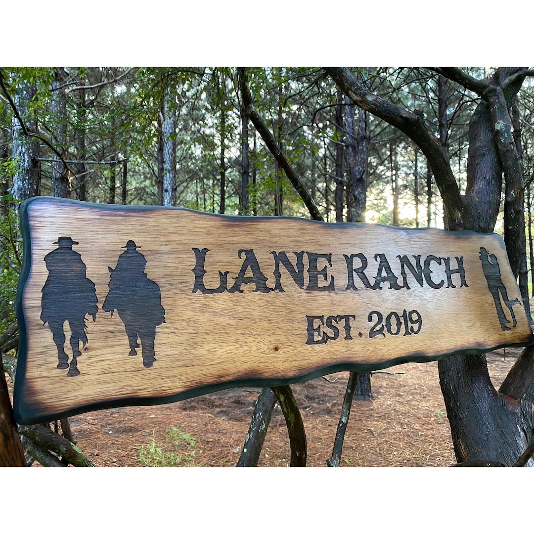 Outdoor Western Ranch House Sign - Custom Wood Cowboy Decor ...