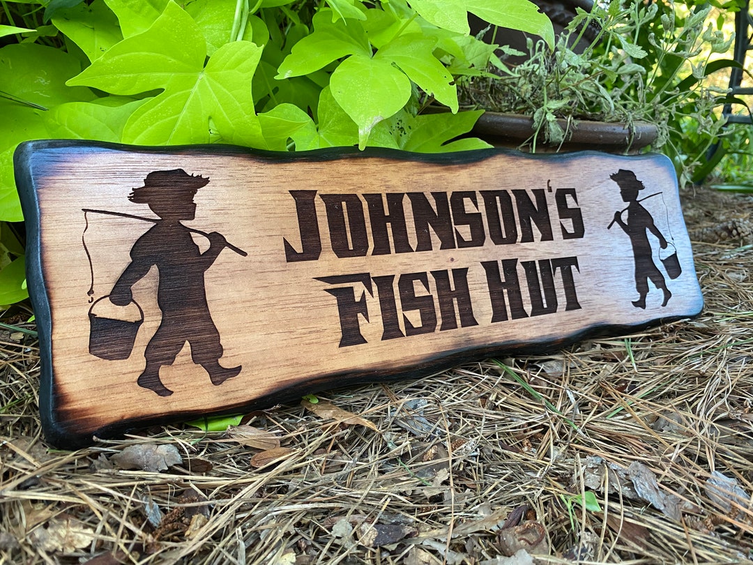 Personalized Fish Cabin Wood Sign, Custom Outdoor Western Decor, Name ...