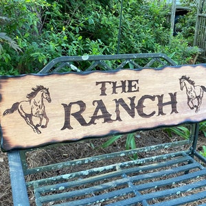Western Ranch House Wood Sign - Custom Handmade Outdoor Welcome - Horse ...