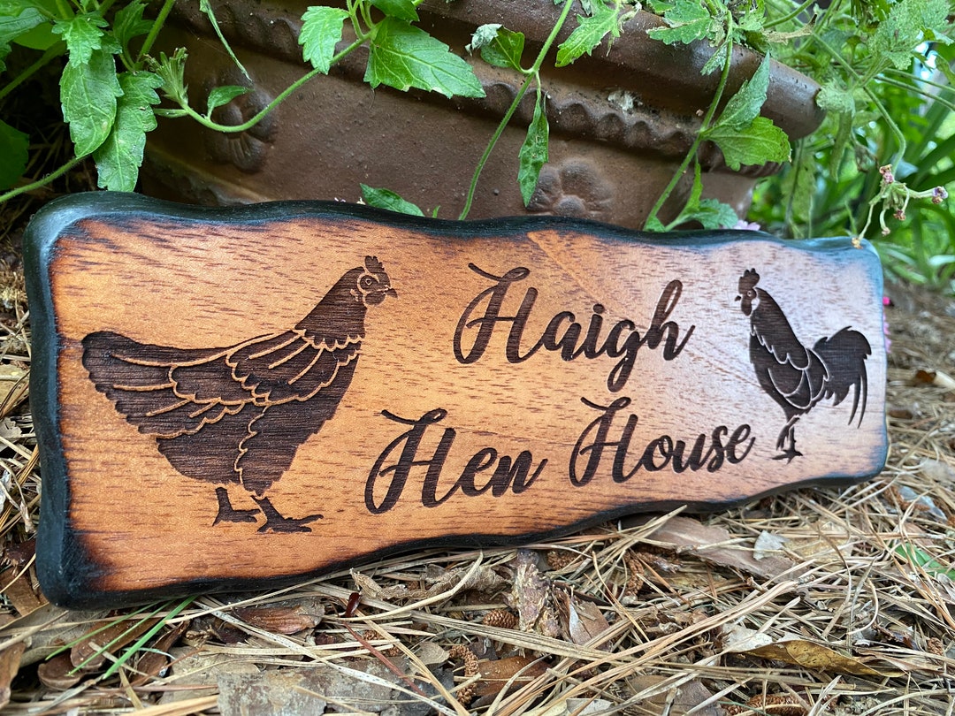 Personalized Chicken Farm Sign Decor, Large Outdoor Wood Chicken Coop ...