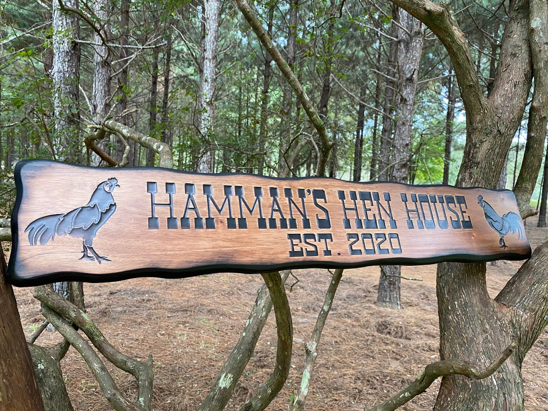 Personalized Outdoor Chicken Coop Sign, Rooster Decoration, Rustic Farm ...