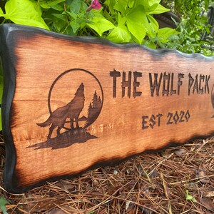 Wolf Western Wood Sign, Personalized Outdoor Wood Art, Cabin Welcome ...