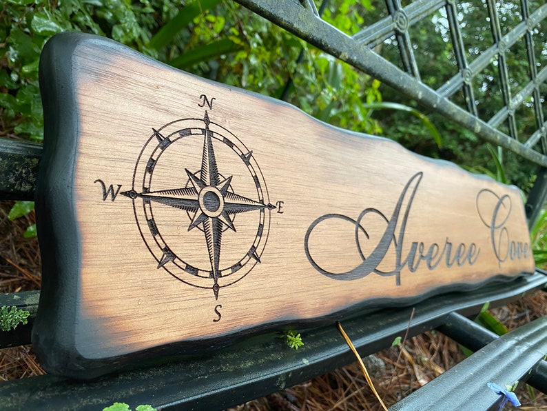 Personalized Nautical Compass Wood Signrustic Lake House Wall - Etsy