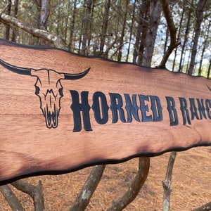 Outdoor Ranch House Wood Sign, Personalized Bull Horn Decoration ...