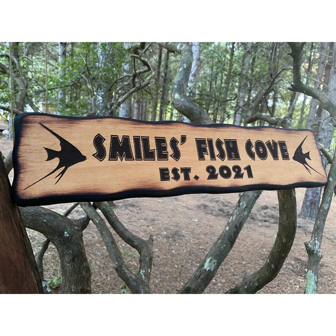 Rustic Fishing Sign, Personalized Lake House, Custom Wood Address Sign ...