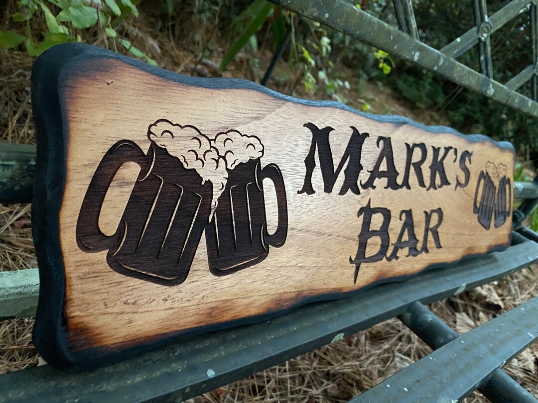 Personalized Bar and Grill Sign, Rustic Patio Decoration, Custom Man ...