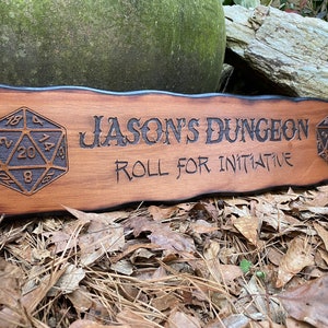 Personalized Rustic Dnd Wood Sign - Dungeons and Dragons - Roll for ...