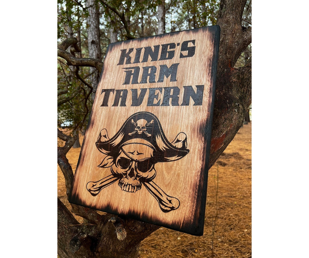 Personalized Pirate Skull Tavern Sign Rustic Wood Crossbones - Etsy