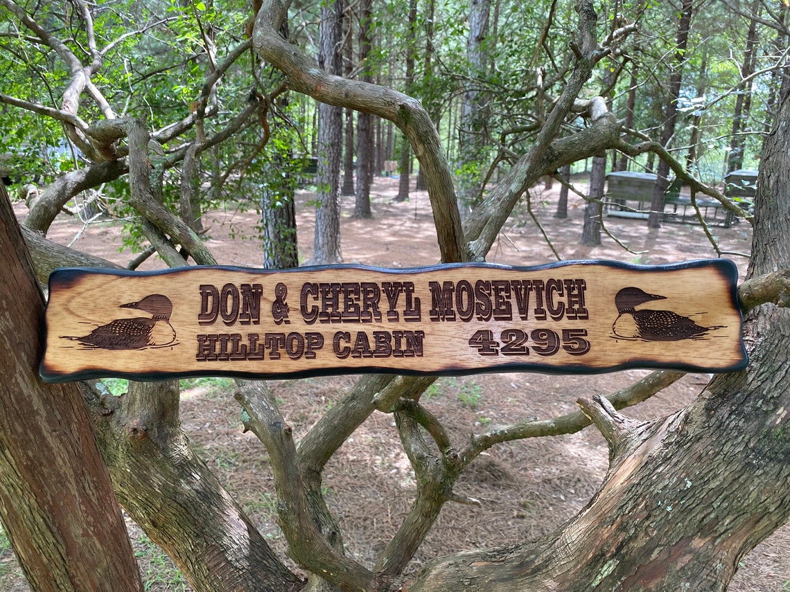 Custom Loon Wood Sign Decor, Personalized Rustic Address Sign, Duck ...