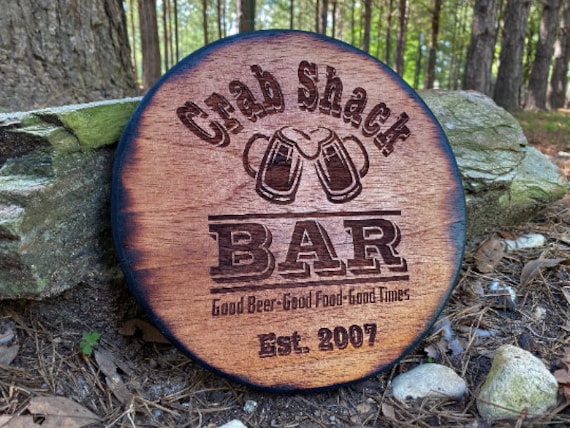 Bar and Grill Round Wood Sign Custom Circle Man Cave | Etsy
