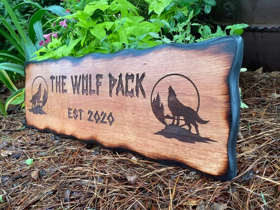 Wolf Western Wood Sign Personalized Outdoor Wood Art Cabin | Etsy