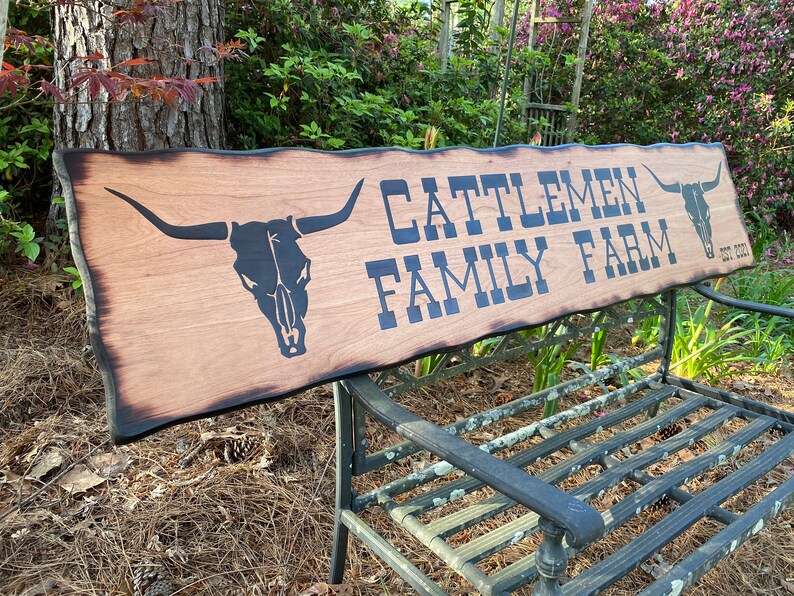 Oversized Outdoor Personalized Ranch Wood Sign Custom Bull - Etsy