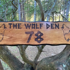 Custom Rustic Wood Address Sign - Personalized Wolf Wall Art - Western ...