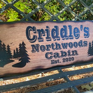 Rustic Wood Family Name Sign, Outdoor Personalized Cabin Hanging Decor ...