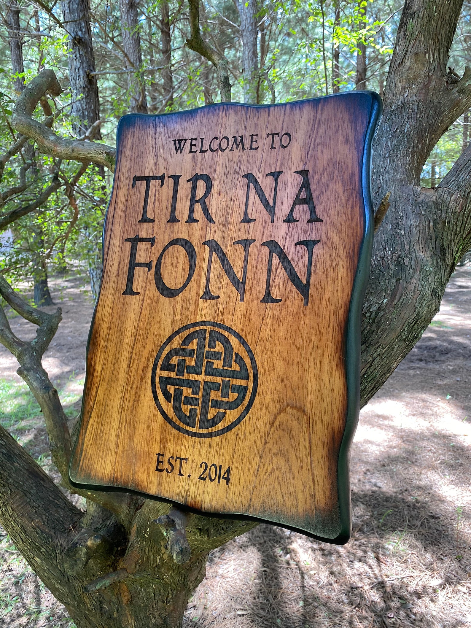 Personalized Rustic Engraved Wood Sign, Logo Wall Art, Celtic Knot, D&D ...